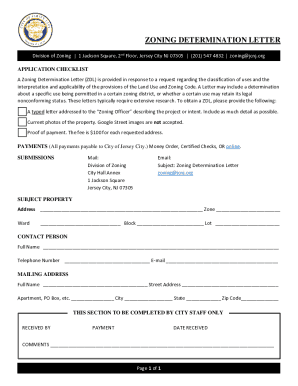 Fillable Online ZONING DETERMINATION LETTER Fax Email Print - pdfFiller