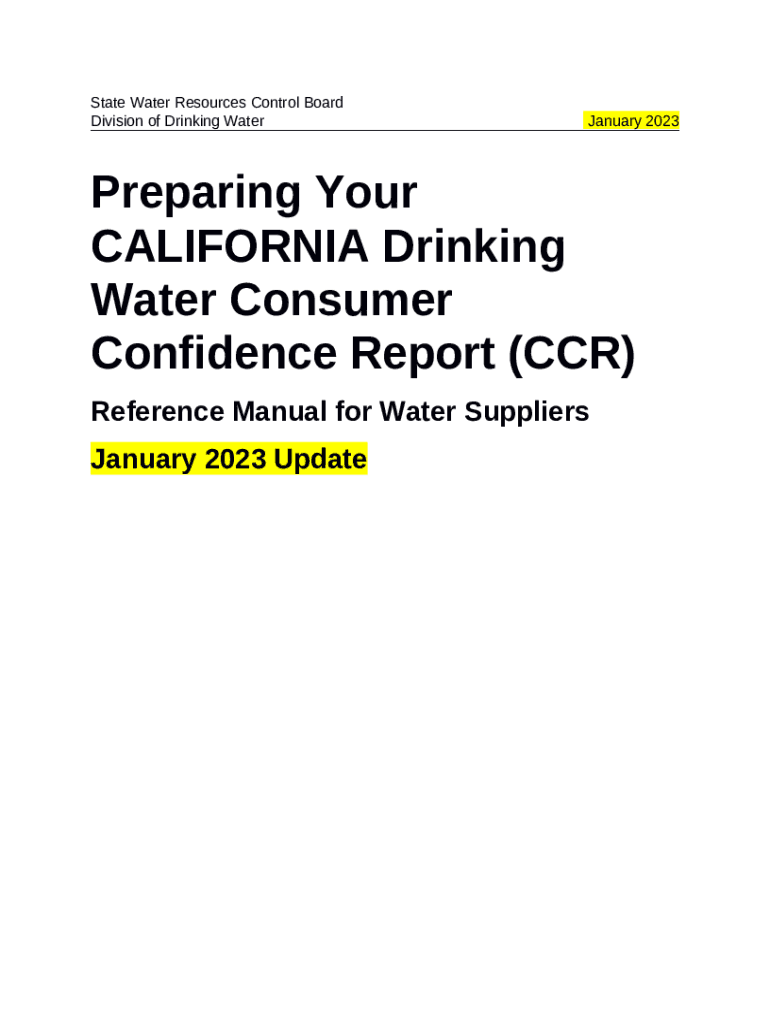 Safe Drinking Water Act: Consumer Confidence Reports ... Doc Template ...