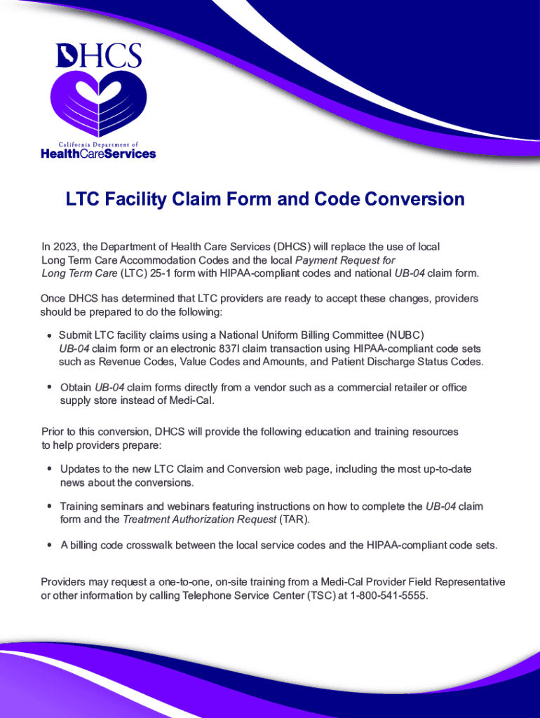 Fillable Online files medi-cal ca Medi-Cal: LTC Code and Claim Form ...