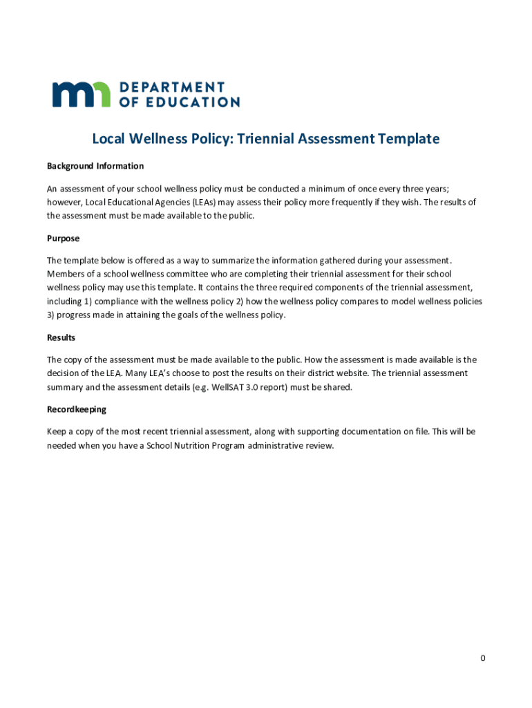 Fillable Online Triennial Assessment Template for Local Educational ...