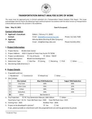 Fillable Online Scope of Work for Transportation Impact Analysis Report ...