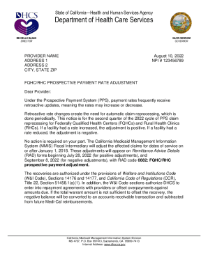 Fillable Online files medi-cal ca FQHC/RHC Prospective Payment Rate ...