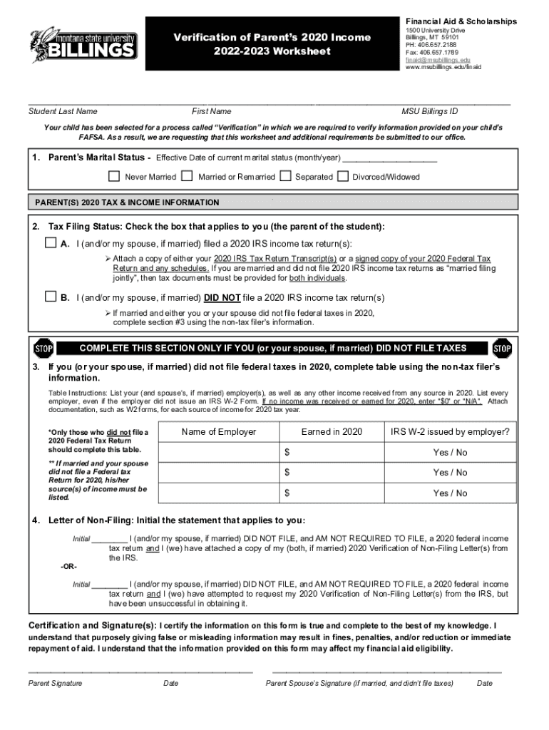 Fillable Online 2223-Verification-of-PARENT-Income Fax Email Print ...