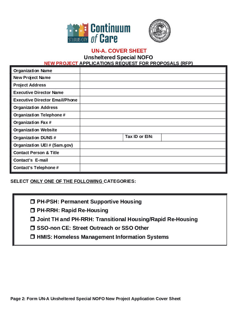 UN-A UN NOFO New Project Cover Sheet Doc Template | pdfFiller