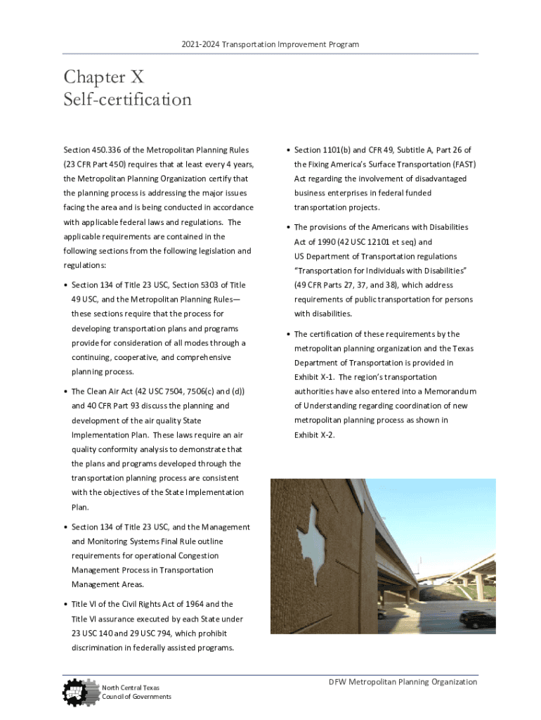 Fillable Online 23 CFR450.336 - Self-certifications and Federal ...