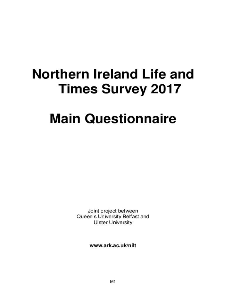 Fillable Online 2017 Northern Ireland Life & Times survey: main ...