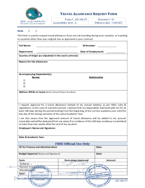 Fillable Online 9+ Travel Allowance Claim Form Templates - PDF, Word ...