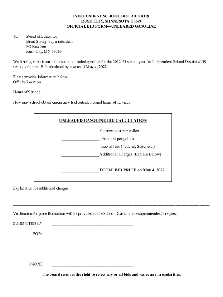 Fillable Online Bid Forms 22-23 Fax Email Print - pdfFiller