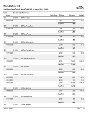 Fillable Online Check Warrant Report For A - 35: General Fund 01/12/21 ...