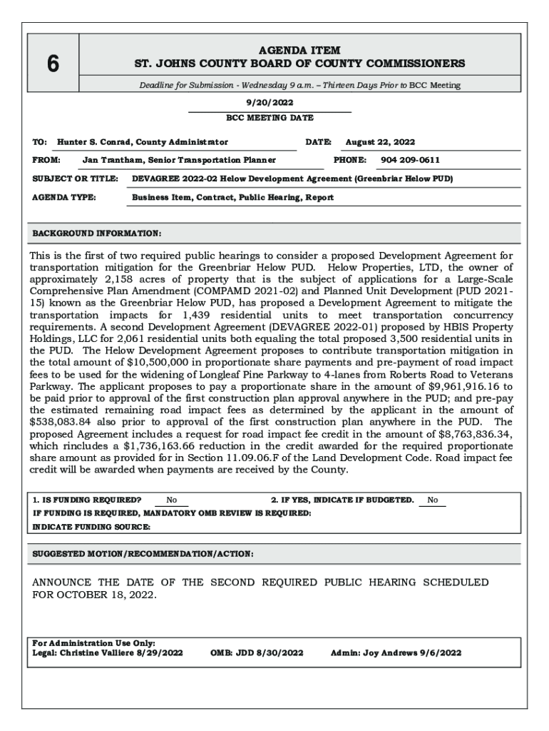 Fillable Online St. Johns County commissioners hire Hunter Conrad as ...