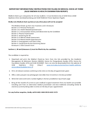 Fillable Online Medical Check-up Form Fax Email Print - pdfFiller