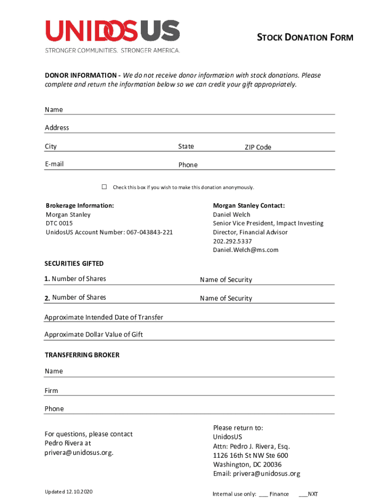 Fillable Online Can I Donate Stock to Charity? Fax Email Print - pdfFiller