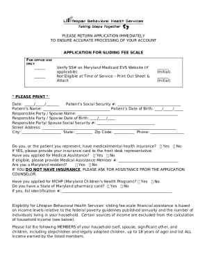 APPLICATION FOR SLIDING FEE SCALE ADJUSTMENT Doc Template | pdfFiller