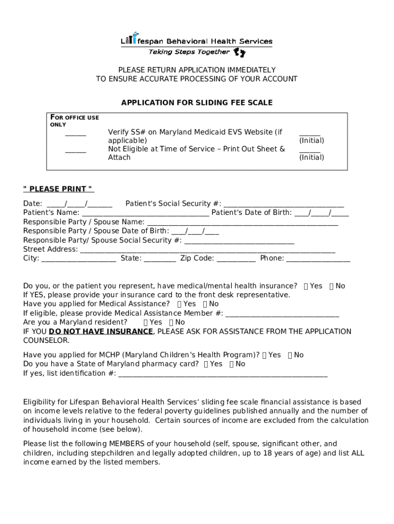 APPLICATION FOR SLIDING FEE SCALE ADJUSTMENT Doc Template | pdfFiller