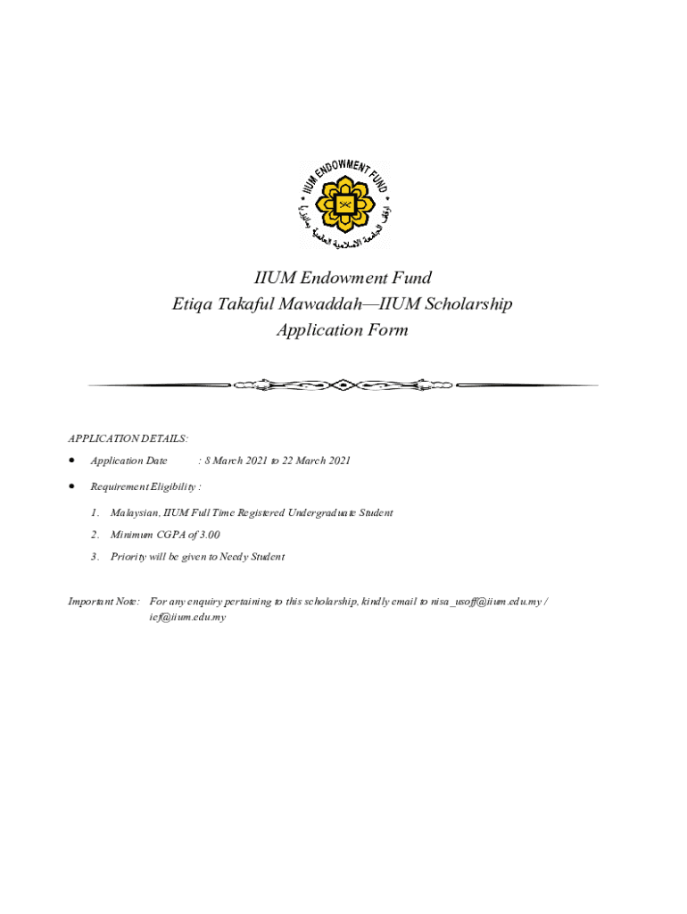 Fillable Online IIUM Endowment Fund Etiqa Takaful Mawaddah ... Fax Email Print - pdfFiller