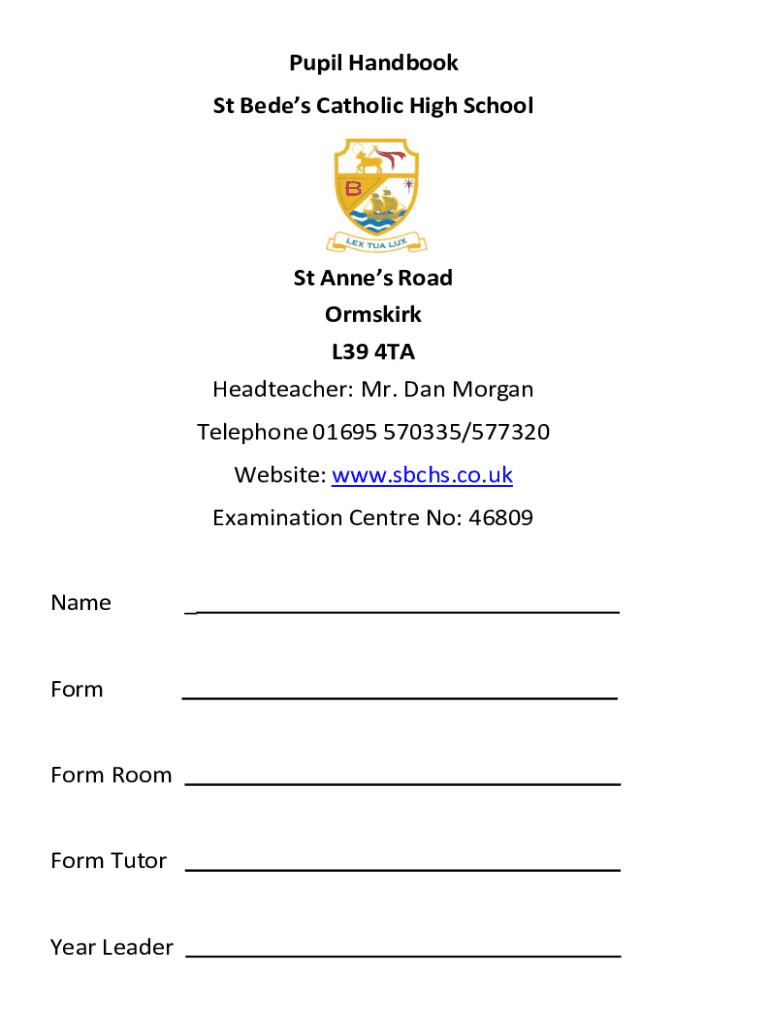 Fillable Online Establishment St Bede's Catholic High School Fax Email Print - pdfFiller