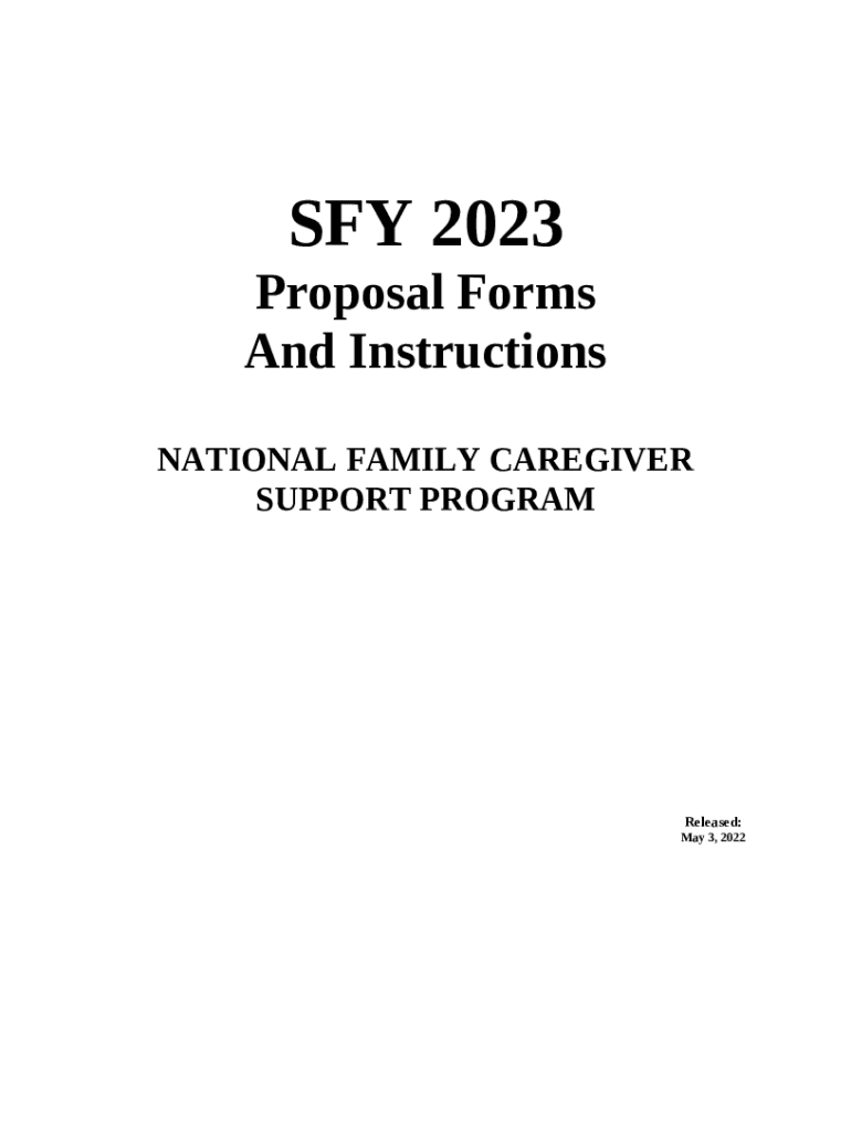 SFY 2023 Proposal s And Instructions NATIONAL ... Doc Template | pdfFiller