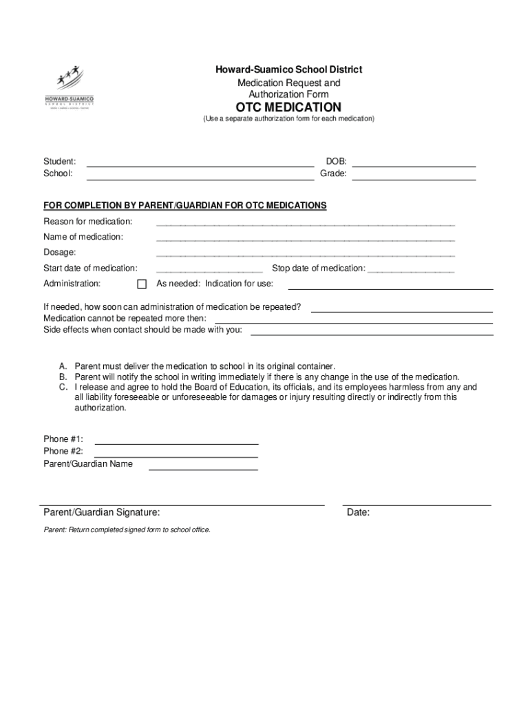 Fillable Online Authorization to Administer Medication / Procedure ...