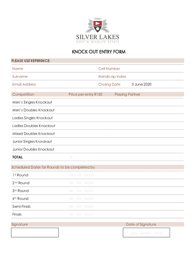 Fillable Online KNOCK OUT ENTRY FORM Fax Email Print - pdfFiller