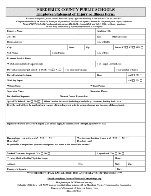 Fillable Online Employee Statement of Injury or Illness Form Fax Email ...