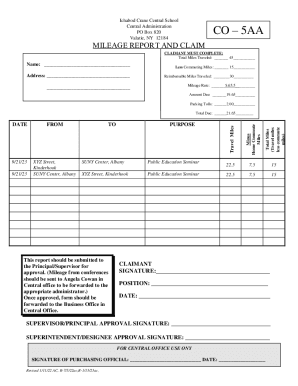 Fillable Online mileage report and claim Fax Email Print - pdfFiller