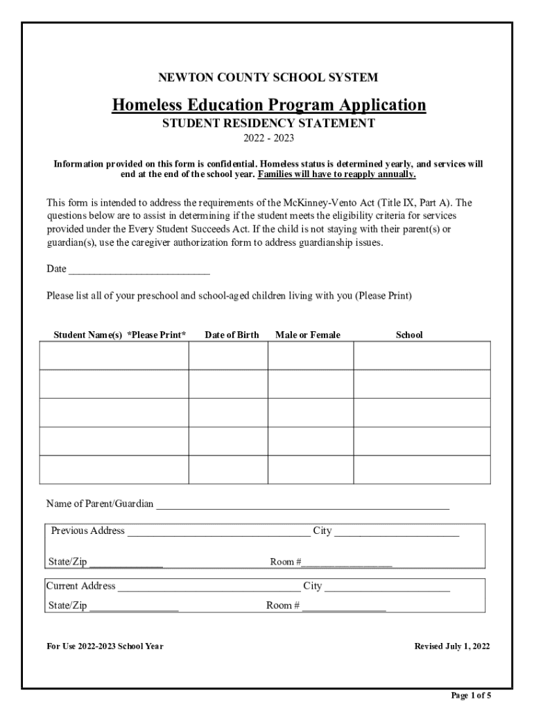 Fillable Online Student Enrollment & Residency Statement Form Fax Email Print - pdfFiller