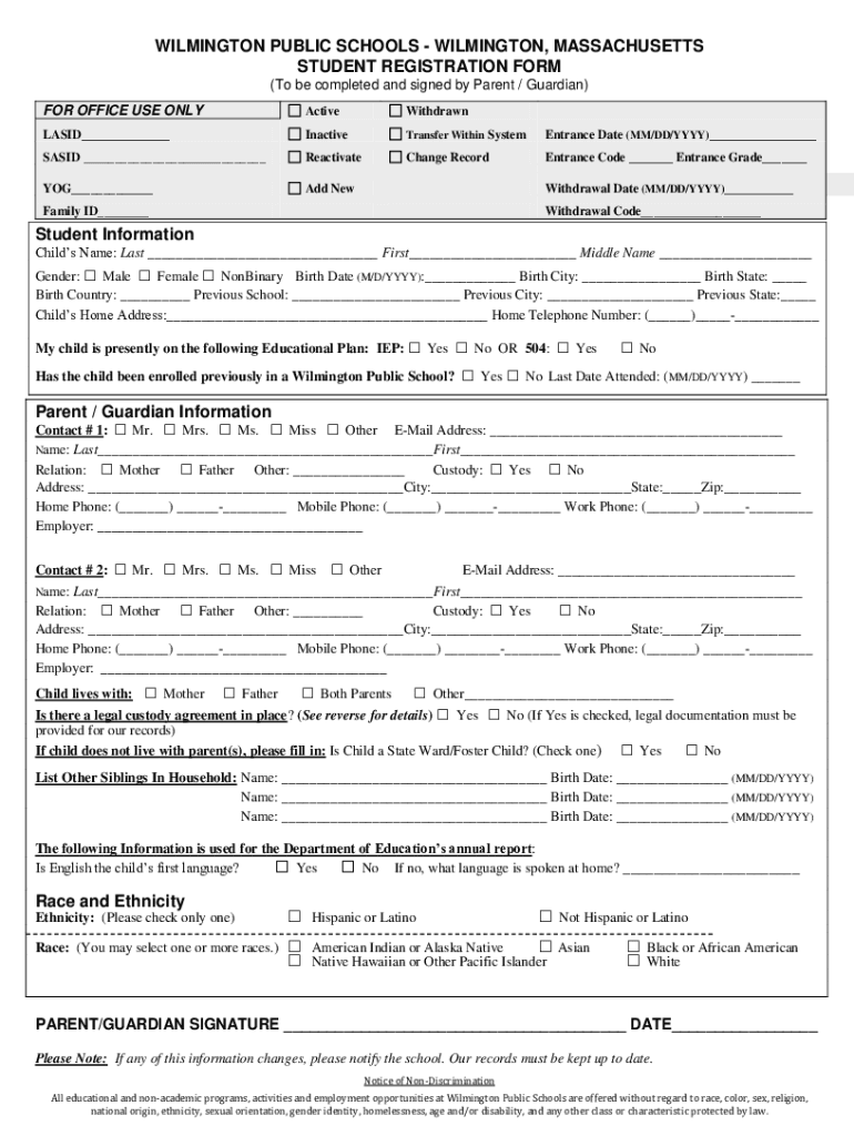 Fillable Online Health Documents and Forms - Wilmington Public Schools ...