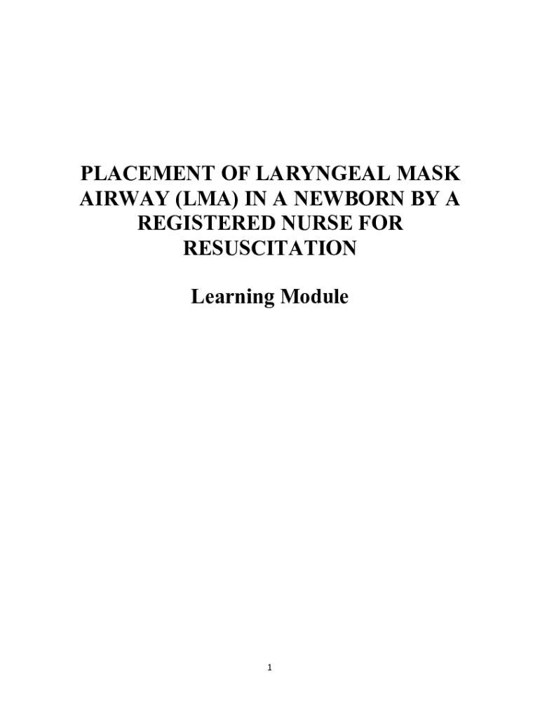 Fillable Online PLACEMENT OF LARYNGEAL MASK AIRWAY (LMA) IN A ... Fax ...