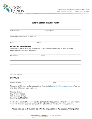 Fillable Online ZONING COMPLIANCE LETTER REQUEST APPLICATION Fax Email ...
