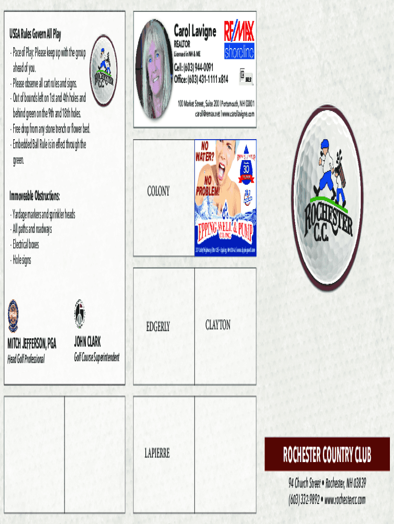 Fillable Online ROCHESTER COUNTRY CLUB Fax Email Print - pdfFiller