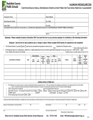 Fillable Online Professional School Experience Verification Form Fax ...