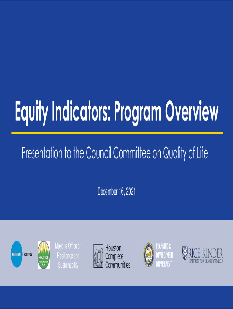 Fillable Online Equity Indicators: Program Overview - Presentation to ...