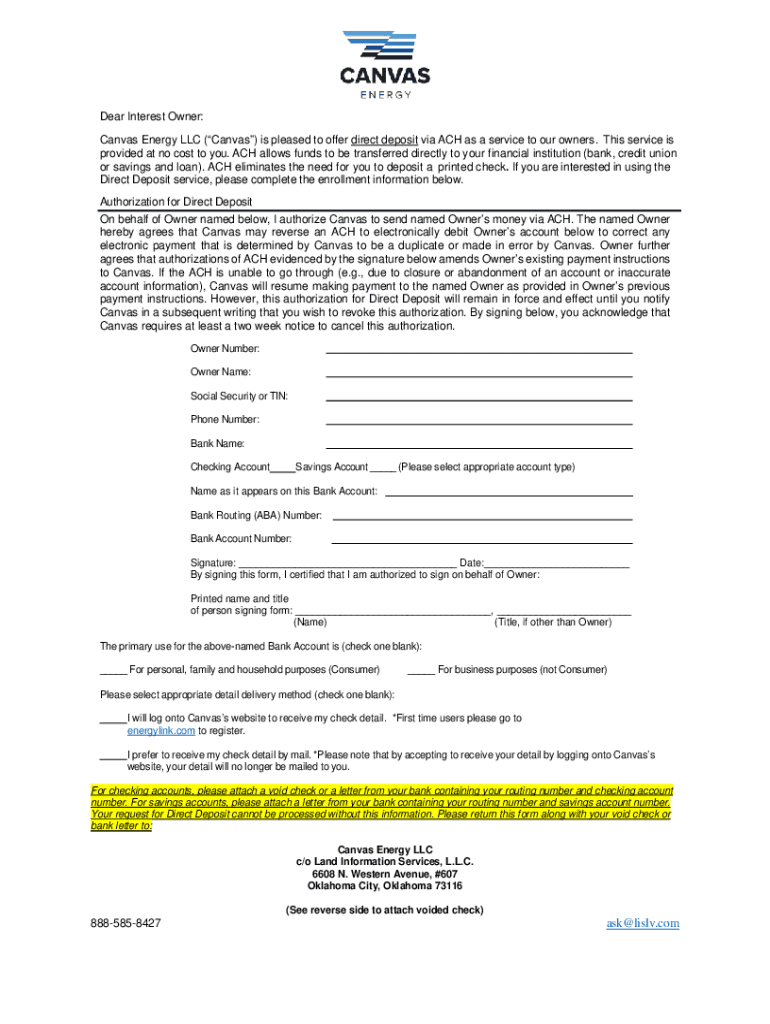 Fillable Online Direct-Deposit-Form-Canvas-Final.pdf Fax Email Print - pdfFiller