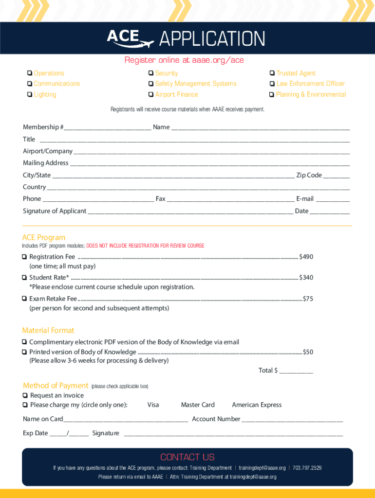 Fillable Online Airport Certified Employee (ACE) Security Virtual ...