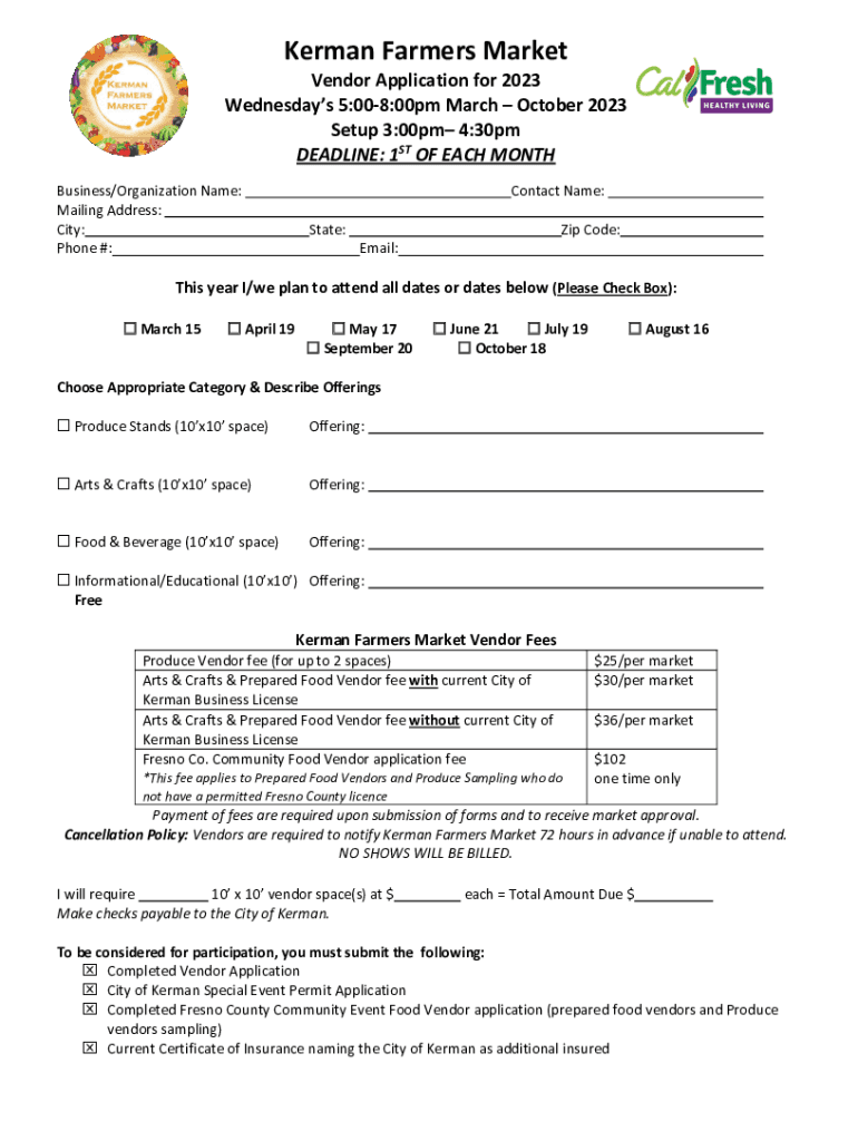 Fillable Online Vendor Application for 2023 Fax Email Print - pdfFiller