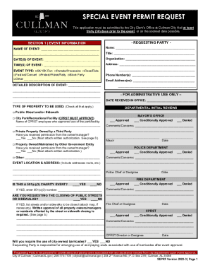 Fillable Online special event permit request Fax Email Print - pdfFiller