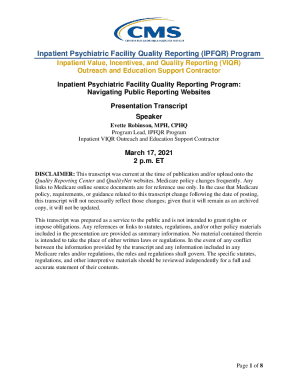 Fillable Online Inpatient Psychiatric Facility Quality ... - Quality ...