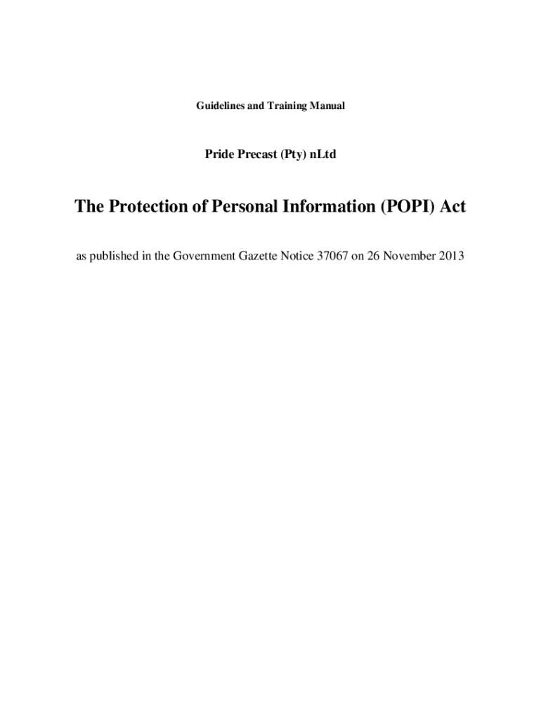 Fillable Online POPIA: A Guide to the Protection of Personal ...
