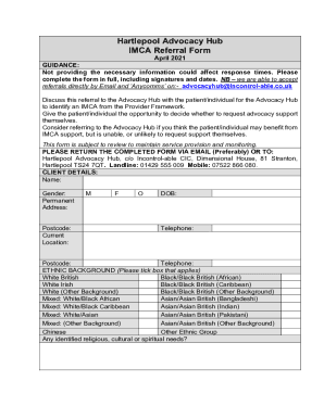 Fillable Online Get the free Hartlepool Advocacy Hub IMCA Referral Form ...