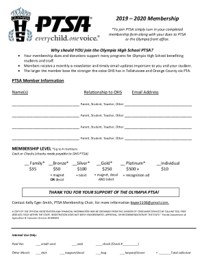 Fillable Online membership form along with your dues to PTSA Fax Email ...