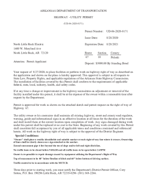 Fillable Online 67 County 10 Section Pulaski Route Permit Number Fax ...