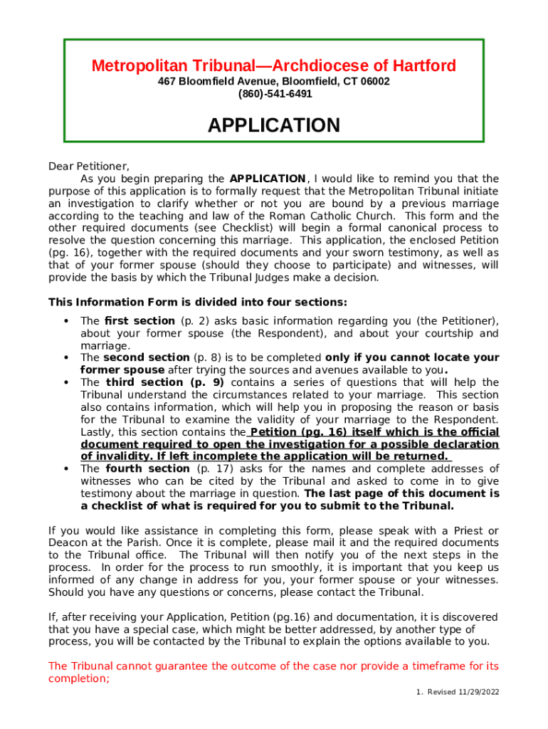 Application for a Declaration of Nullity Part I Doc Template | pdfFiller