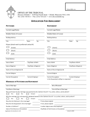 Fillable Online OFFICE OF THE TRIBUNAL APPLICATION FOR ANNULMENT Fax ...