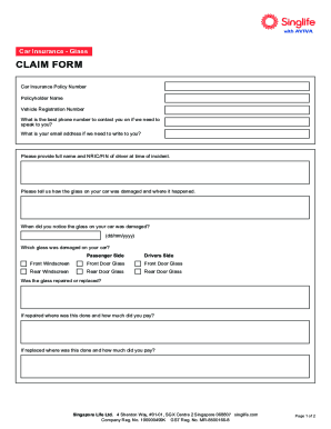 Fillable Online Windscreen Glass Claim Form. Windscreen-Glass-Claims ...