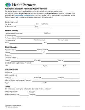 Fillable Online Authorization Request for Transcranial Magnetic ...