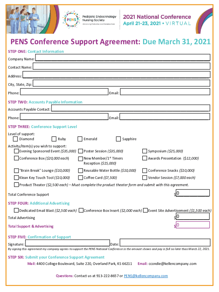 Fillable Online PENS Support Agreement Form 2021.docx Fax Email Print ...