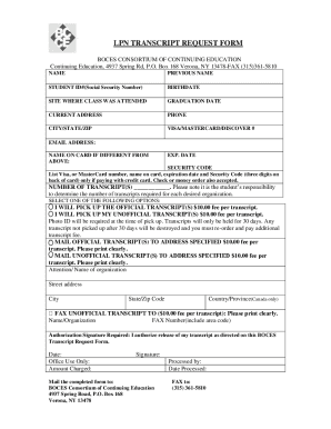 Fillable Online Adult Education Transcript Request Forms Fax Email ...