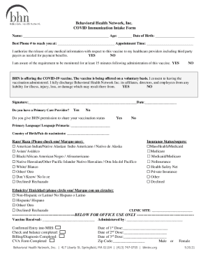 Fillable Online Bridges Behavioral Health INTAKE FORMS PACKET ... Fax ...