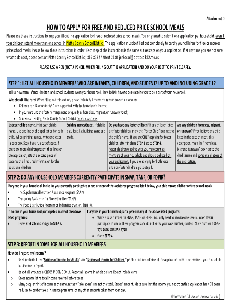 Fillable Online Free, reduced-price meal applications now available to ...