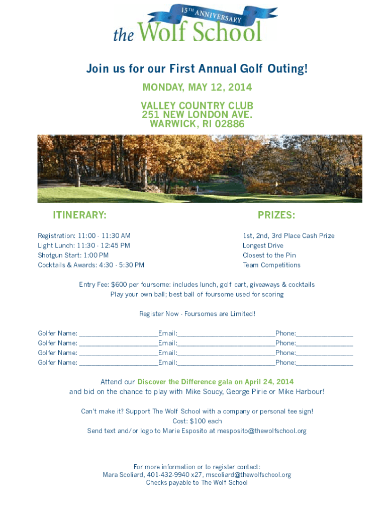 Fillable Online Join us for our First Annual Golf Outing! Fax Email ...